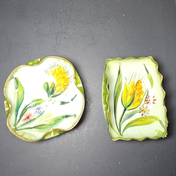Source Unknown | Accents | Vintage Ceramic Matching Floral Trinket Dish ...